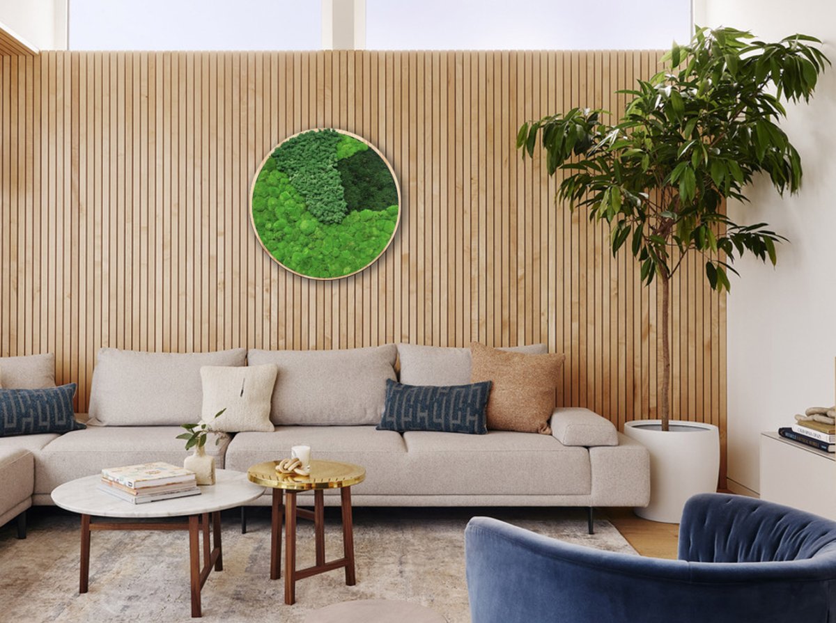 Mosbillede i mosmix 007 - Runde akustik mosbilleder - MosDecor Aps