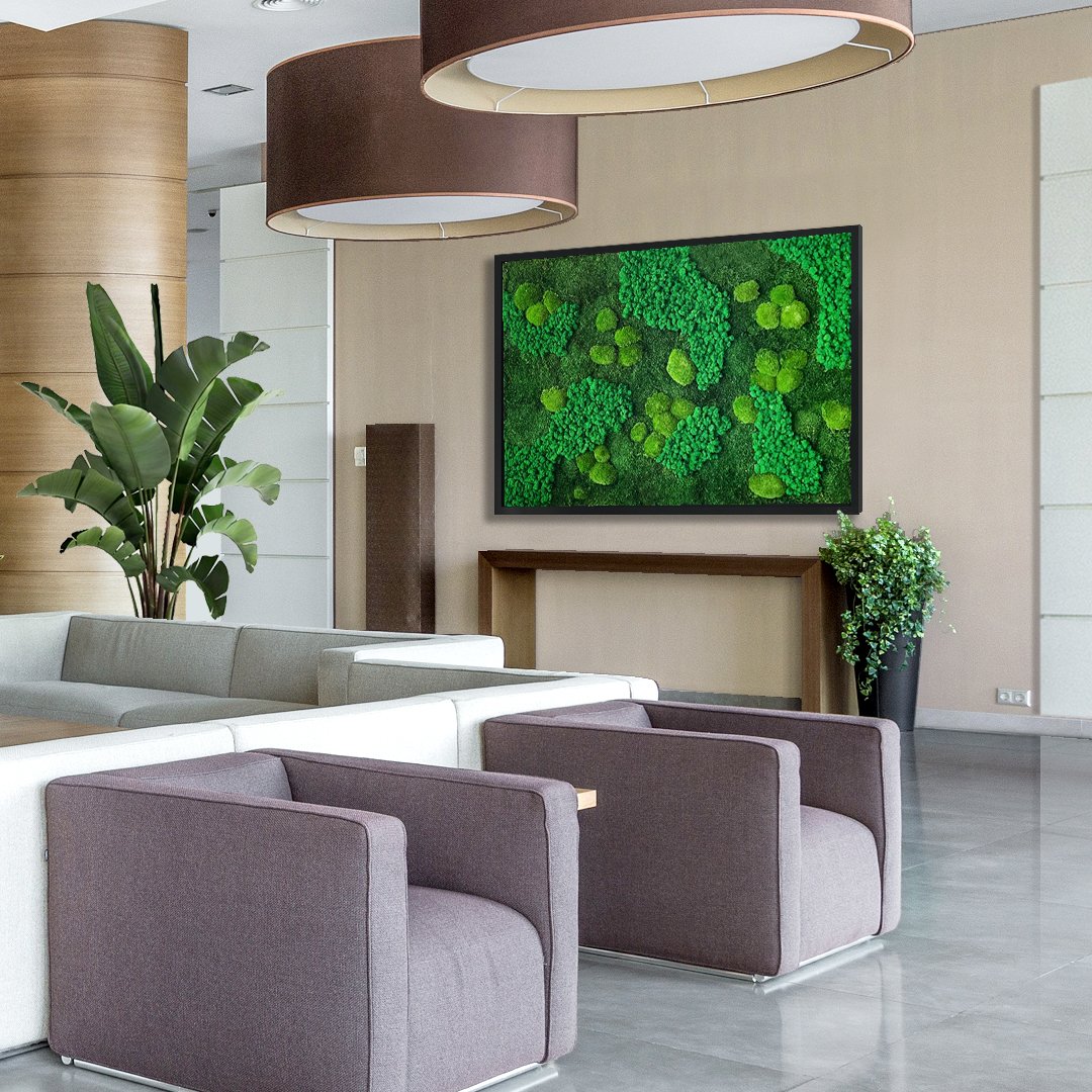 Mosbillede i Mosmix 007 - Firkantede akustik mosbilleder - MosDecor Aps